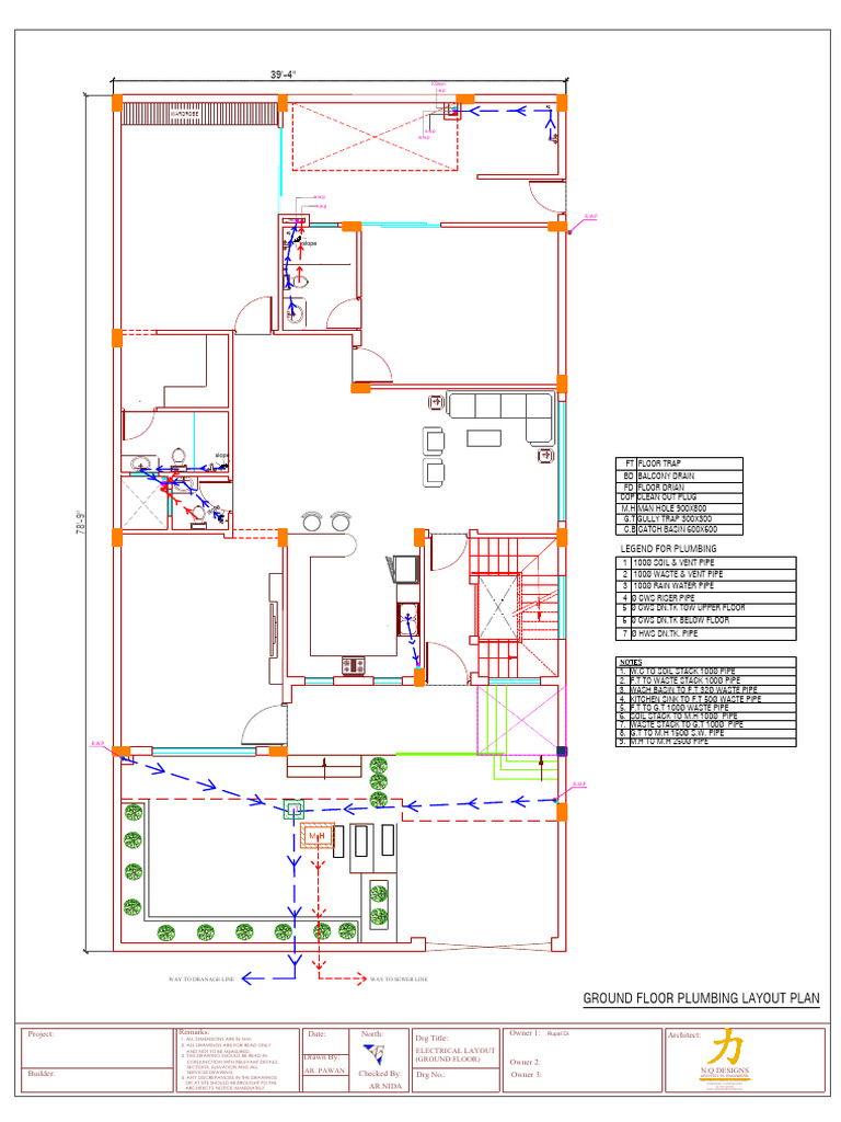 Ground Floor Plumbing Layout Plan | PDF | Storm Drain | Hydrology And ...