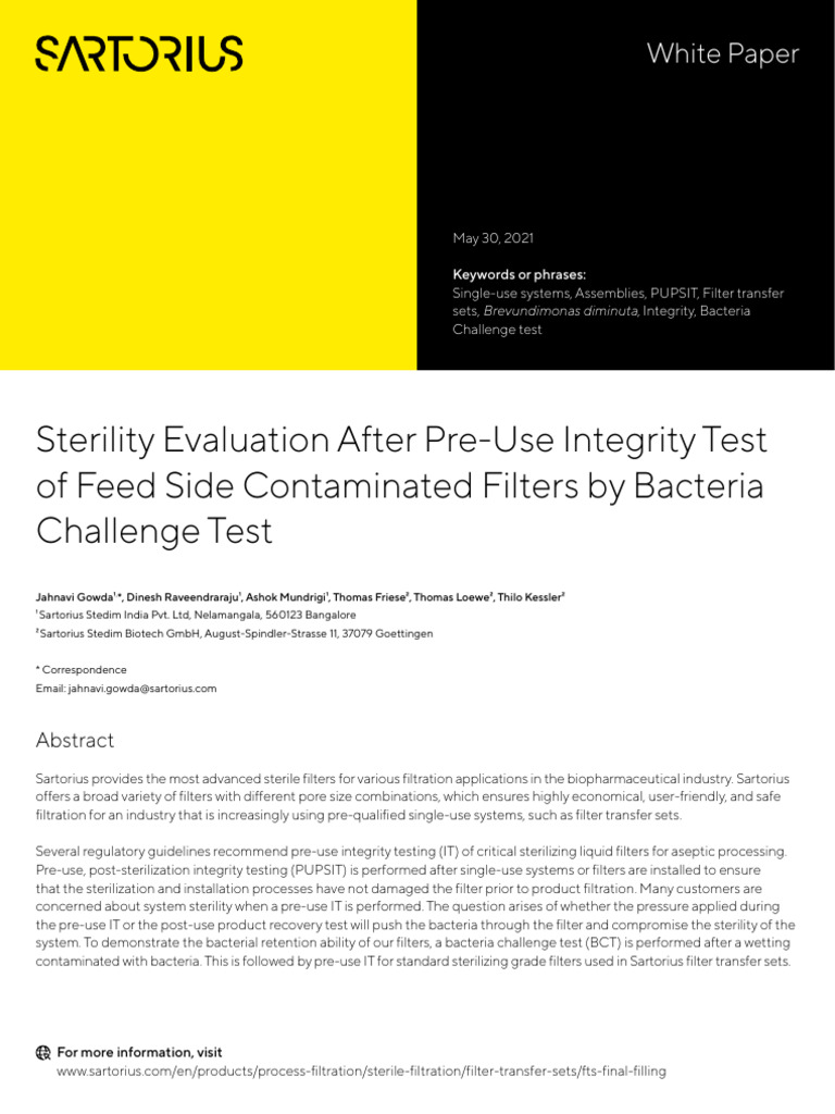 Sterility Evaluation Single Use Systems White Paper B en Sar 1 Data ...