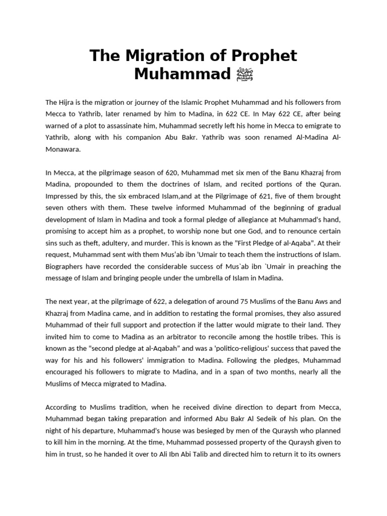 Muhammad's Hijra: Journey to Madina | PDF | Muhammad | Life Of Muhammad