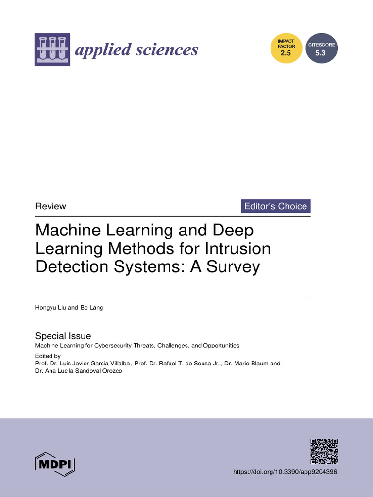 Machine Learning and Deep Learning Methods For Intrusion Detection Systems - A Survey | PDF ...