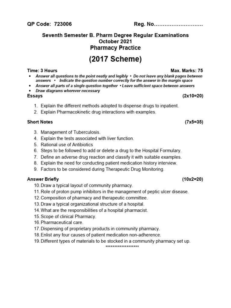 (2017 Scheme) : Pharmacy Practice | PDF
