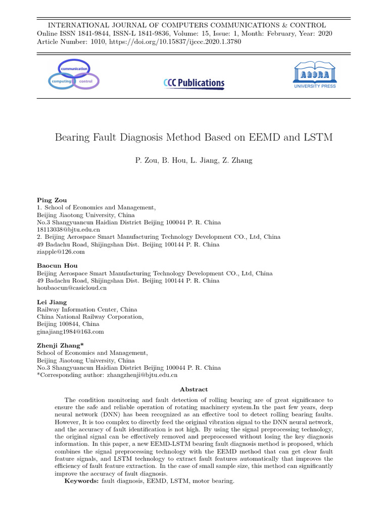 LSTM Deep Learning Approach For Bearing Fault Diagnosis | PDF ...