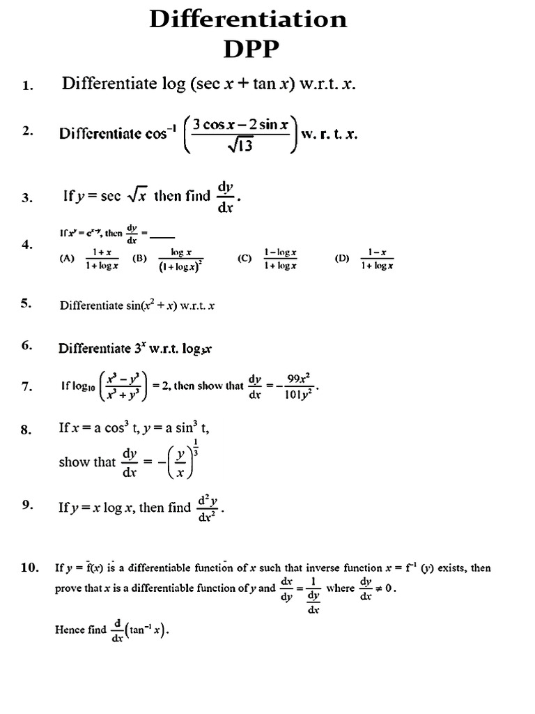 Differentation DPP | PDF