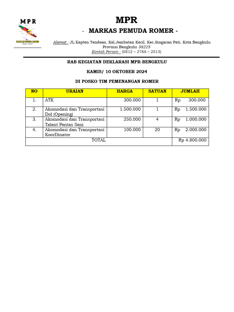 Rab Kegiatan Deklarasi MPR | PDF