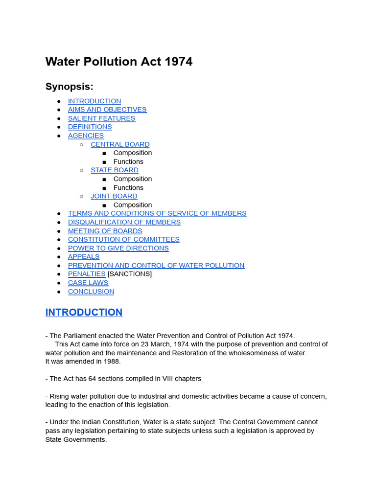 Water Pollution Act 1974 | PDF | Effluent | Sewage