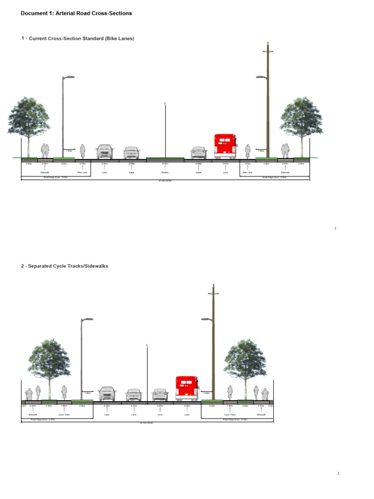 Arterial Road Xsections en | PDF | Cycling Infrastructure | Road Transport