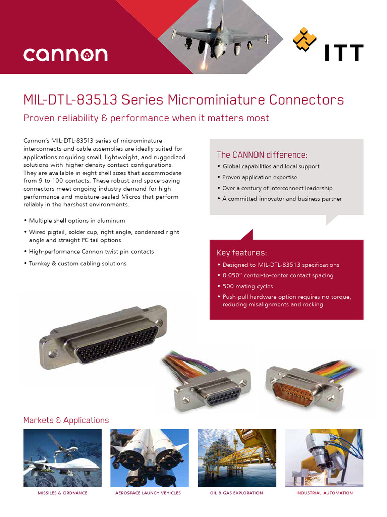 ITT-Cannon-MIL-DTL-83513-Sell-Sheet | PDF | Electrical Connector ...