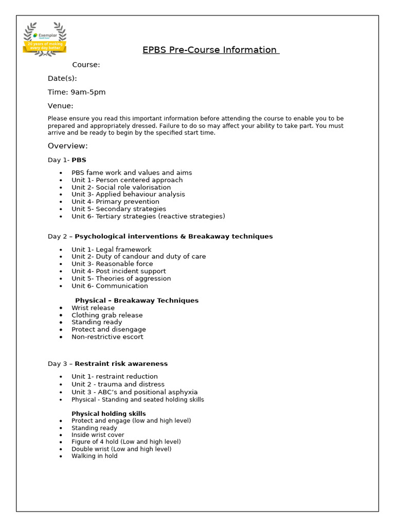 Pre-Course Information - WIP 2 | PDF