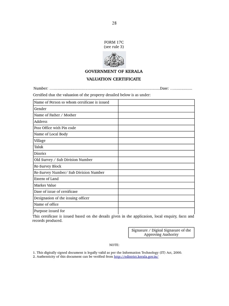 Valuation Certificate - 17c English 1 | PDF