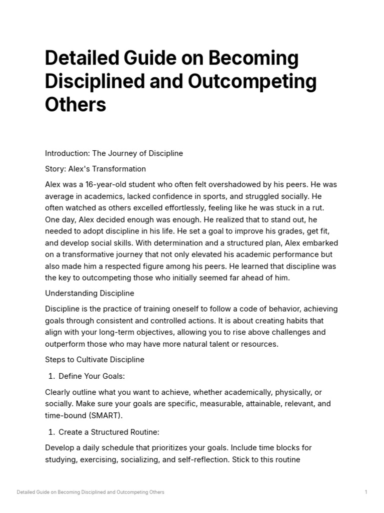 Detailed Guide on Becoming Disciplined and Outcompeting Others | PDF ...