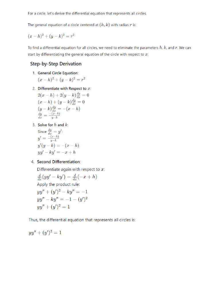 Circle Differential Equation | PDF