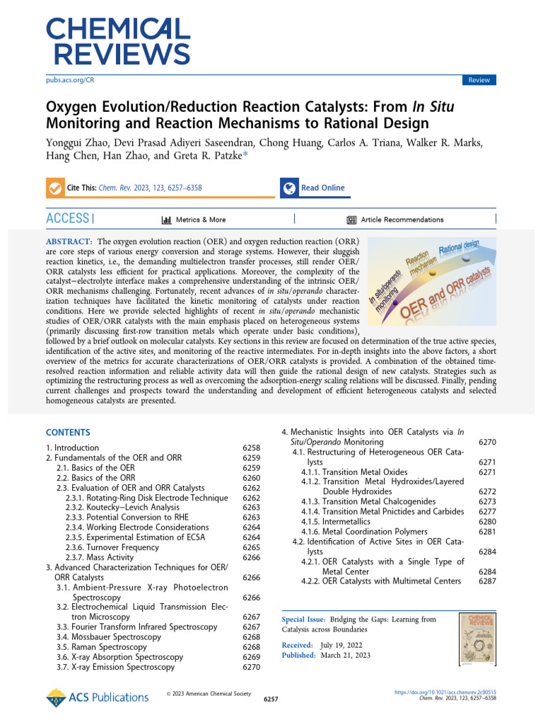 Zhao Et Al 2023 Oxygen Evolution Reduction Reaction Catalysts From in ...
