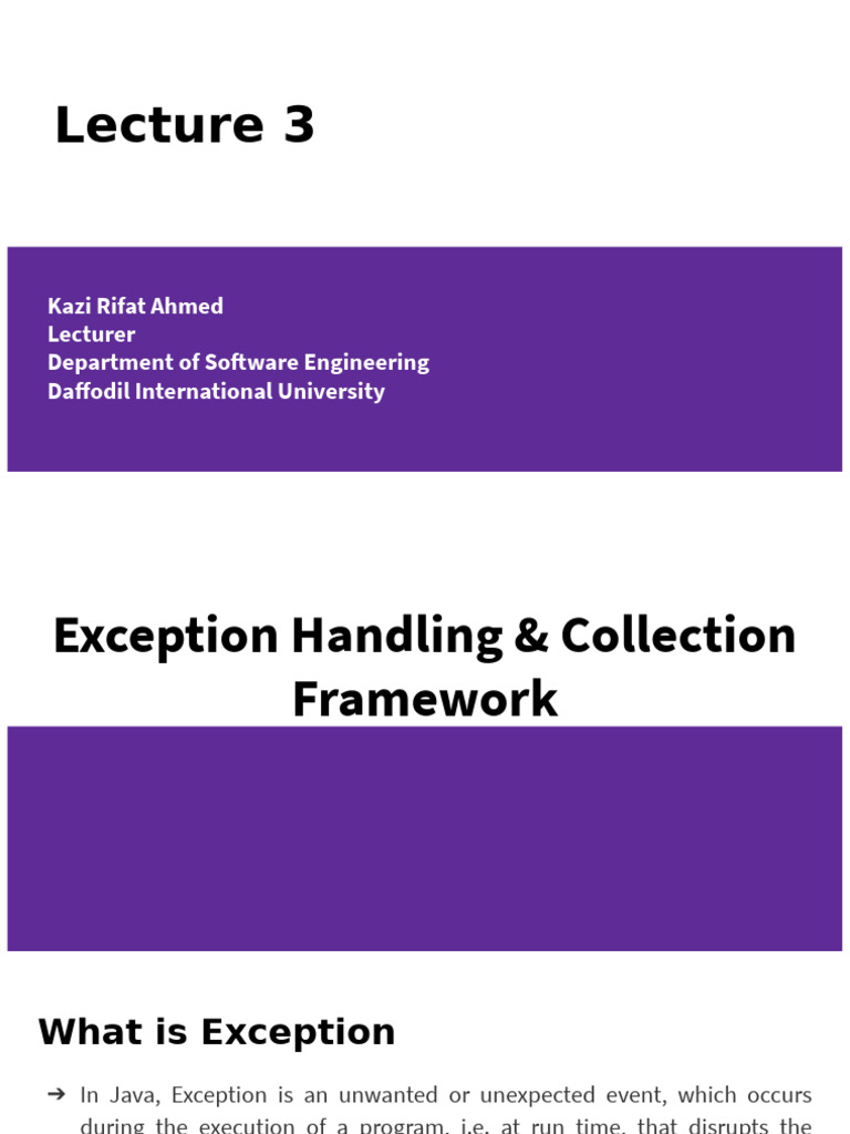 Lecture 3 - Exception Handling Collection Framework | PDF | Computer ... Lecture 3 - Exception Handling Collection Framework | PDF | Computer ...