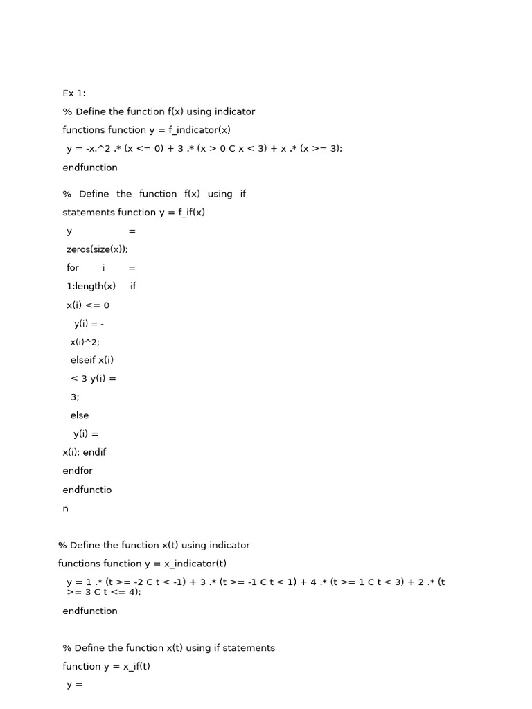 MATLAB Functions for Piecewise and Recursive Sequences | PDF