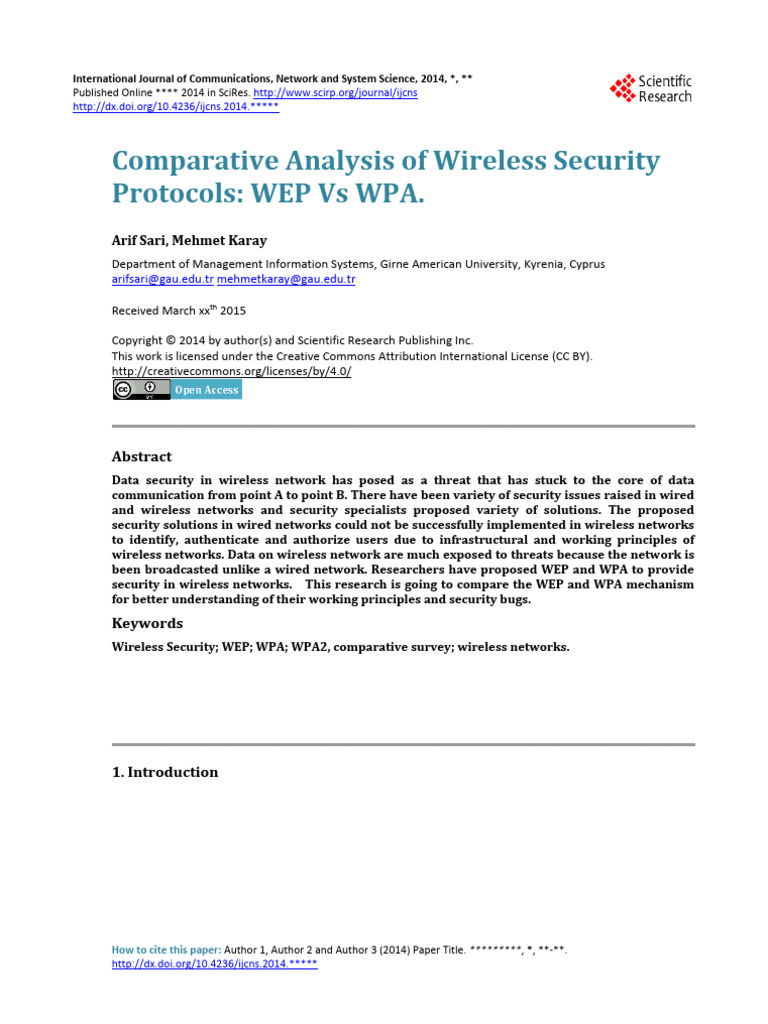 2 Comparative Analysis of Wireless Security Protocols Wep Vs Wpapdf ... 2 Comparative Analysis of Wireless Security Protocols Wep Vs Wpapdf ...