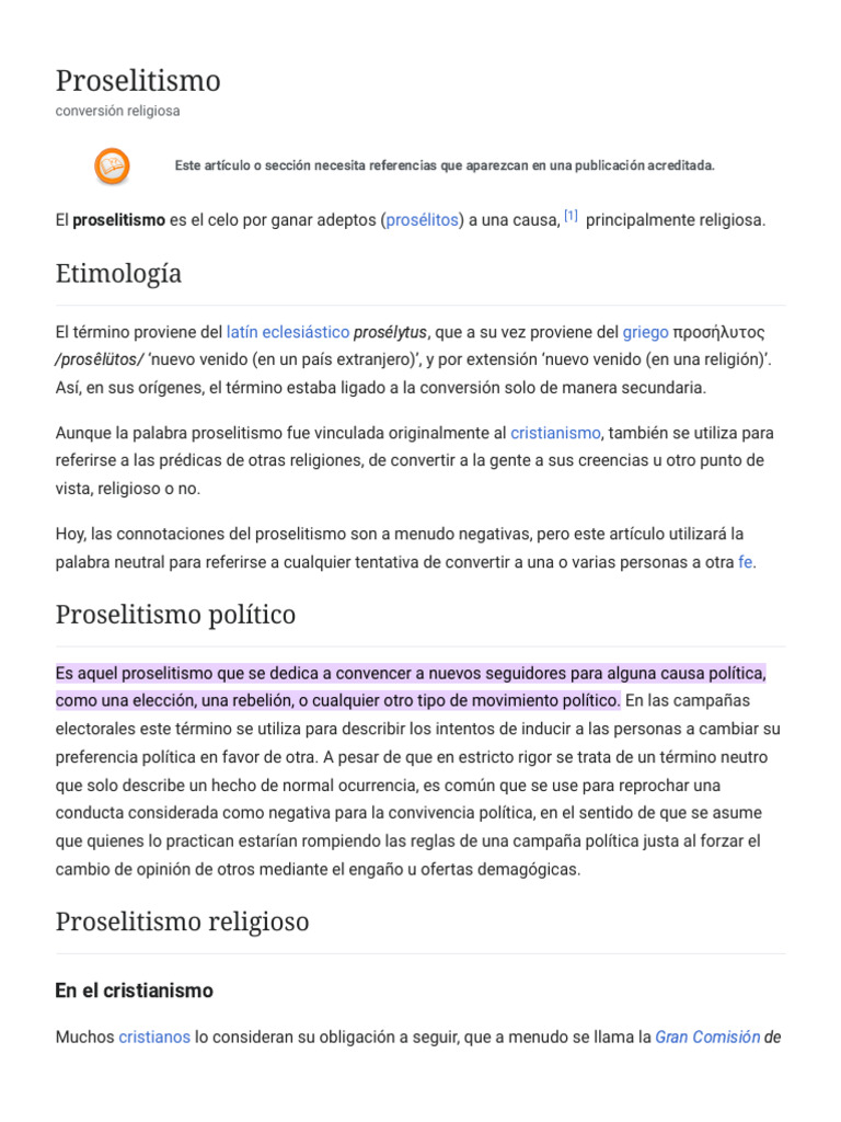 Proselitismo - Wikipedia, la enciclopedia libre | PDF