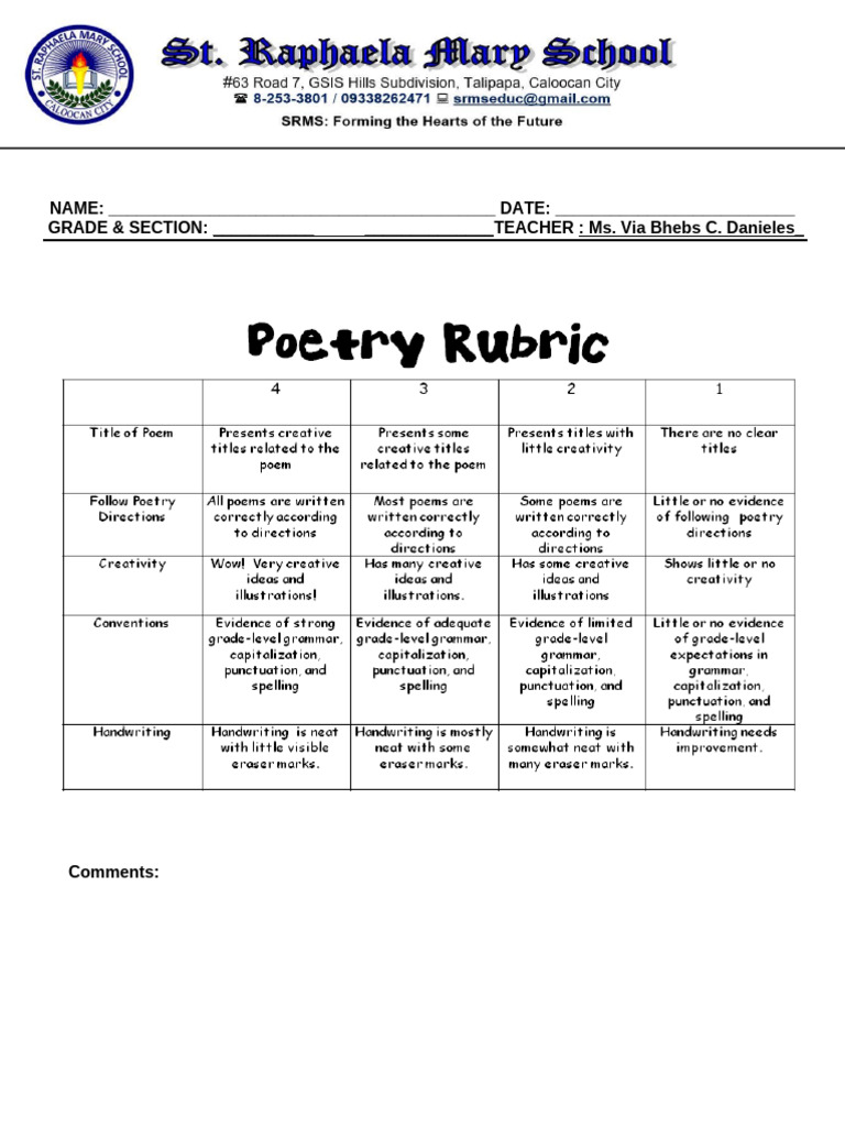 Rubric For Poetry | PDF | Social Science | Art