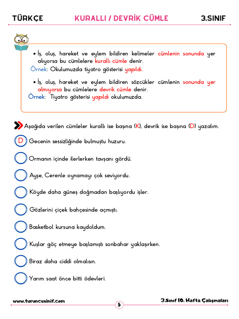 Sinif Kuralli Ve Devri̇k Cümle | PDF