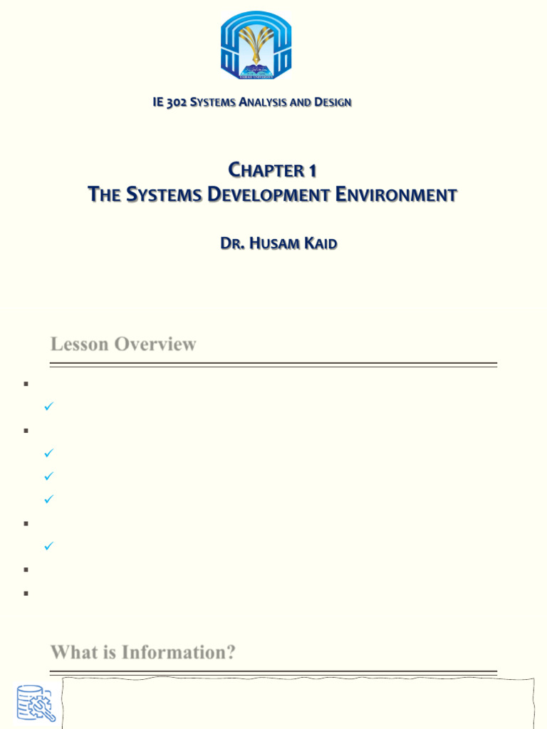 Lecture - 01 - Ch01-Systems Development Environment | PDF | System | Automated Teller Machine