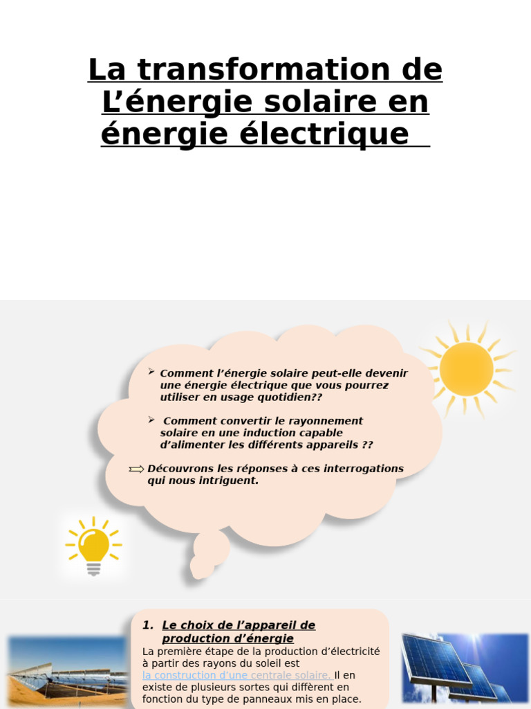Transformation de l'énergie solaire en électricité | PDF | Semi ...