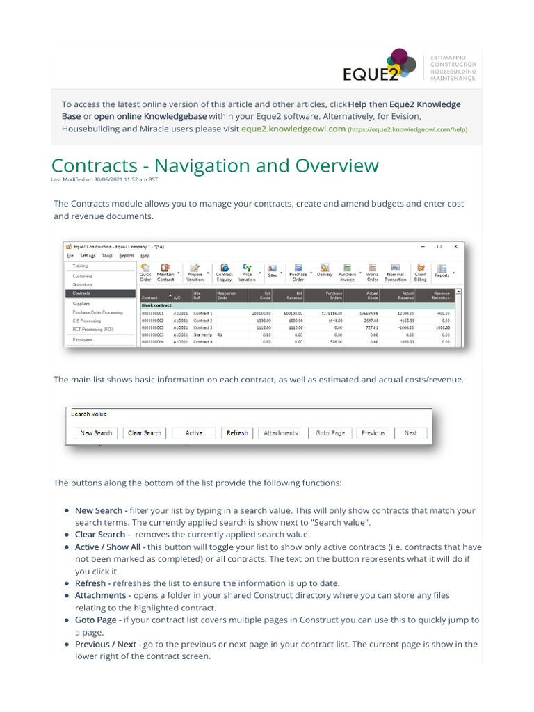 Eque2 Contracts-Navigation-and-Overview | PDF | Invoice | Software