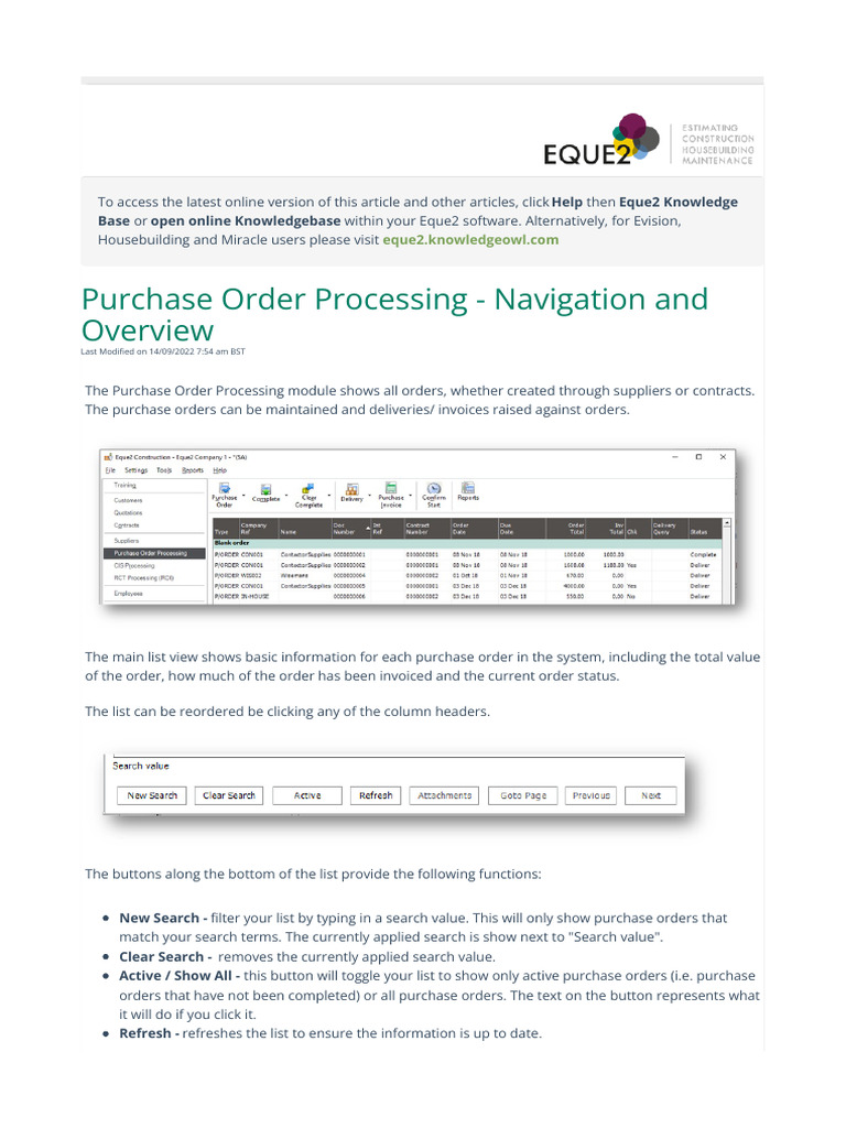 Eque2 Purchase-Order-Processing-Navigation-and-Overview | PDF | Directory (Computing ...
