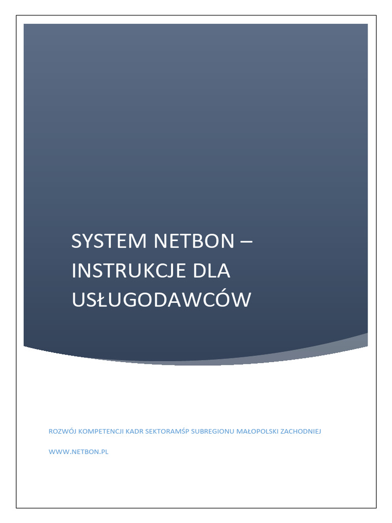 Instrukcje Dla Uslugodawcow | PDF