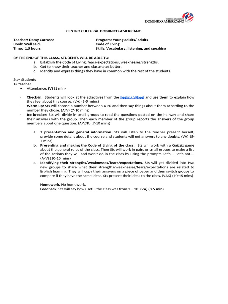 Code of Living and Build The Classroom Community | PDF | English ...