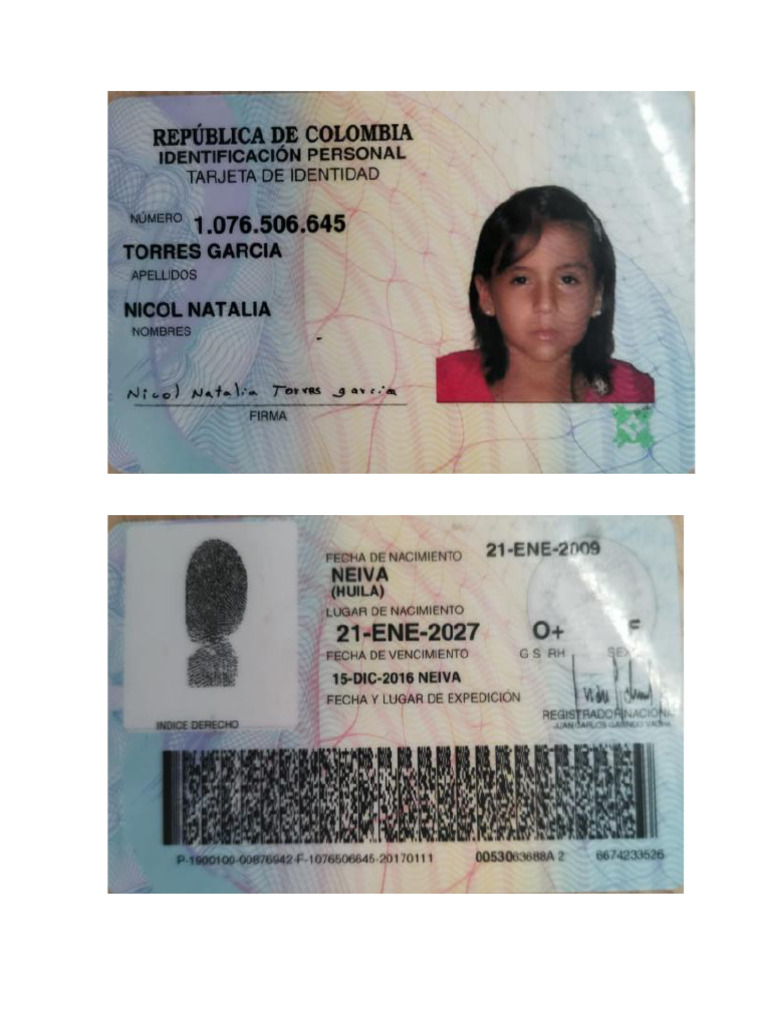 Tarjeta Nicol Natalia | PDF