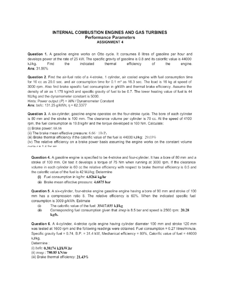 IC_engines_Practise Questions | PDF