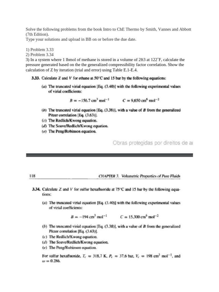Solve The Following Problems From The Book Intro To ChE Thermo by Smit1 | PDF | Phases Of Matter ...