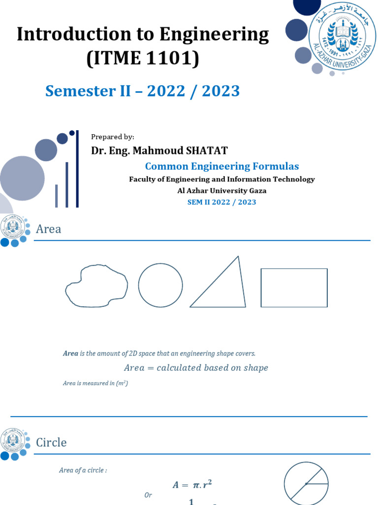 Common Engineering Formulas | PDF | Triangle | Density