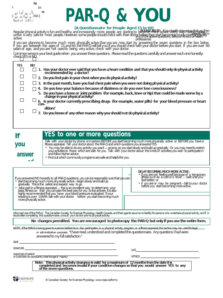 PAR-Q_eng | PDF | Clinical Medicine