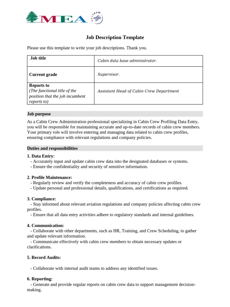 Job Description Rana Moghrabi | PDF | Audit | Data