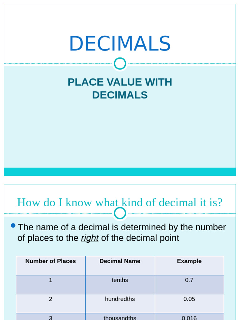 Decimals | PDF | Teaching Methods & Materials