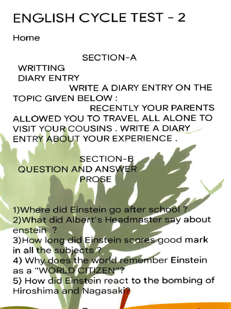 English cycle test II | PDF