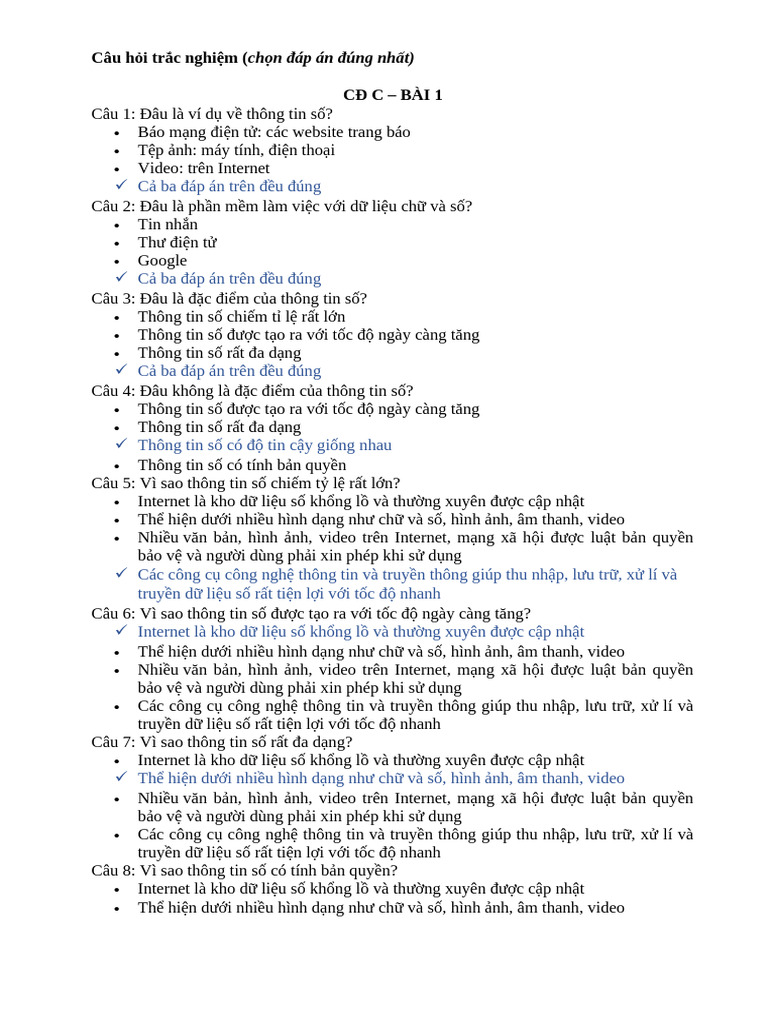 ĐC Ôn Tập GKI Tin 8 | PDF