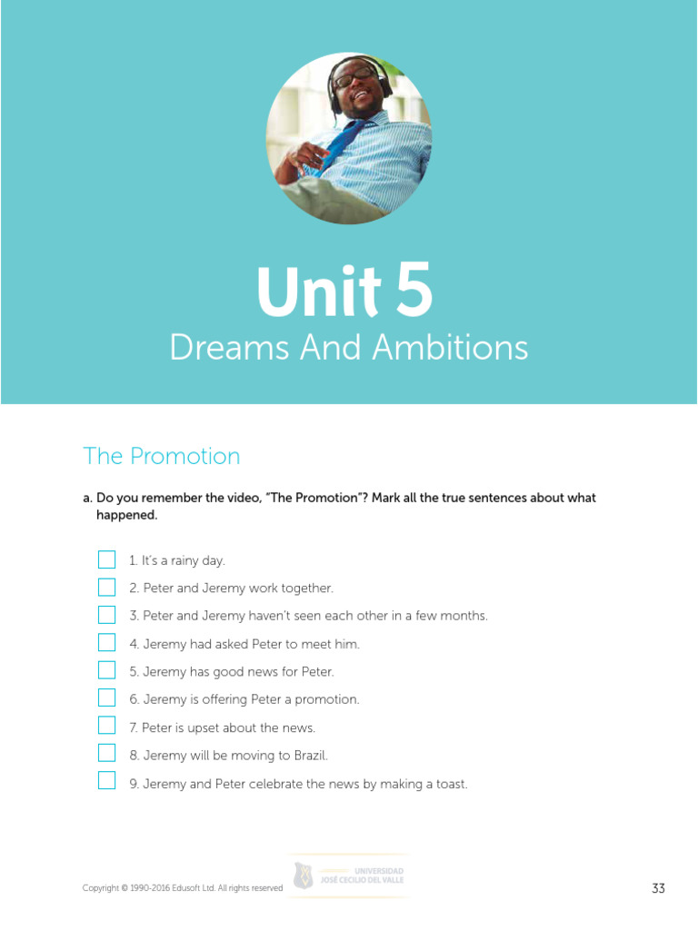 Document 05 Workbook Unit 5 Dreams and Ambitions | PDF