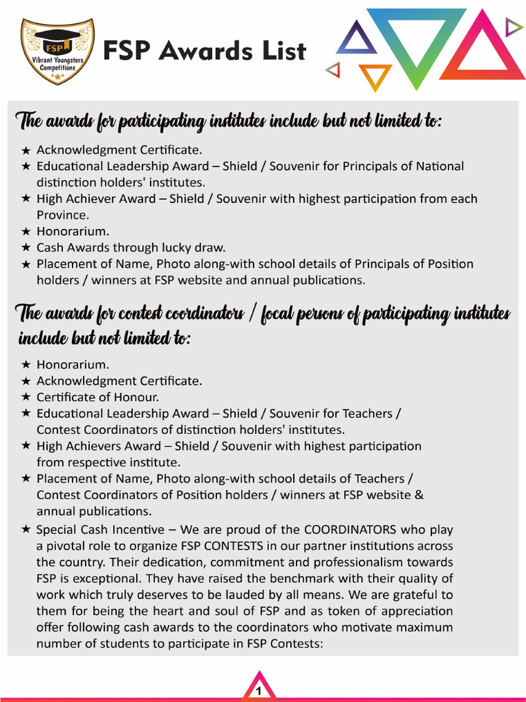 FSP Awards List 2024 | PDF