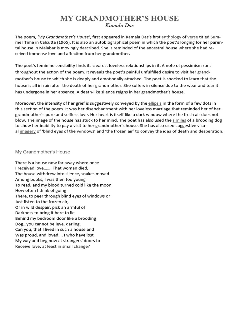 My Grandmother's House Summary | PDF | Classics