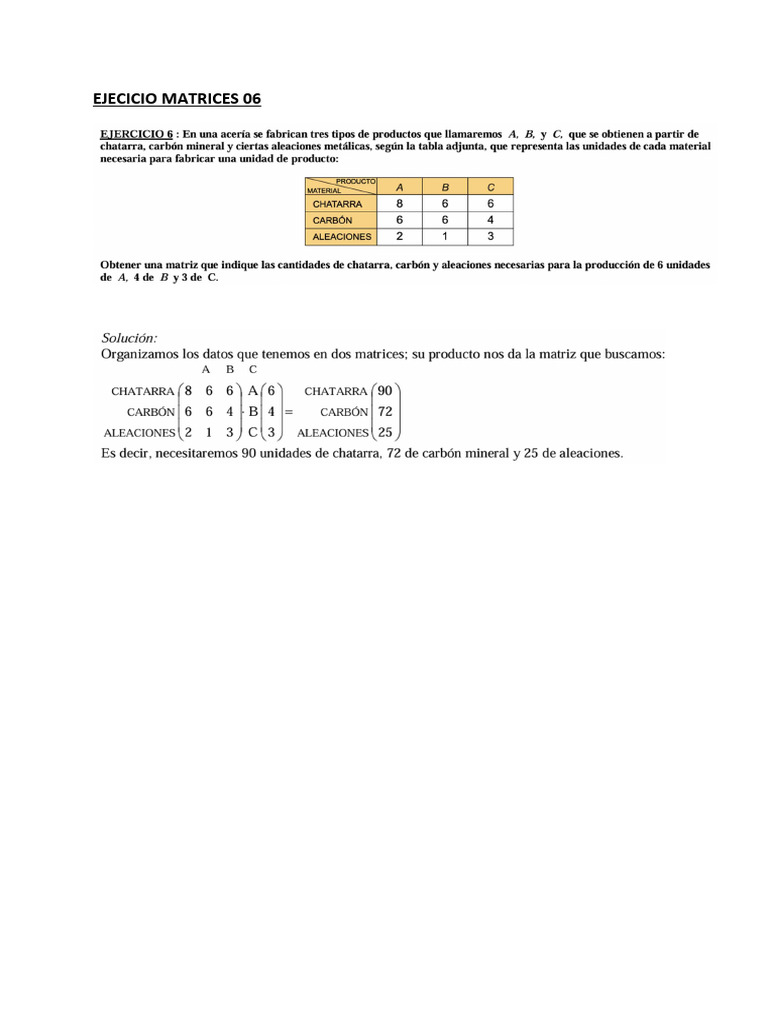 Matrices Ejercicio 6 | PDF