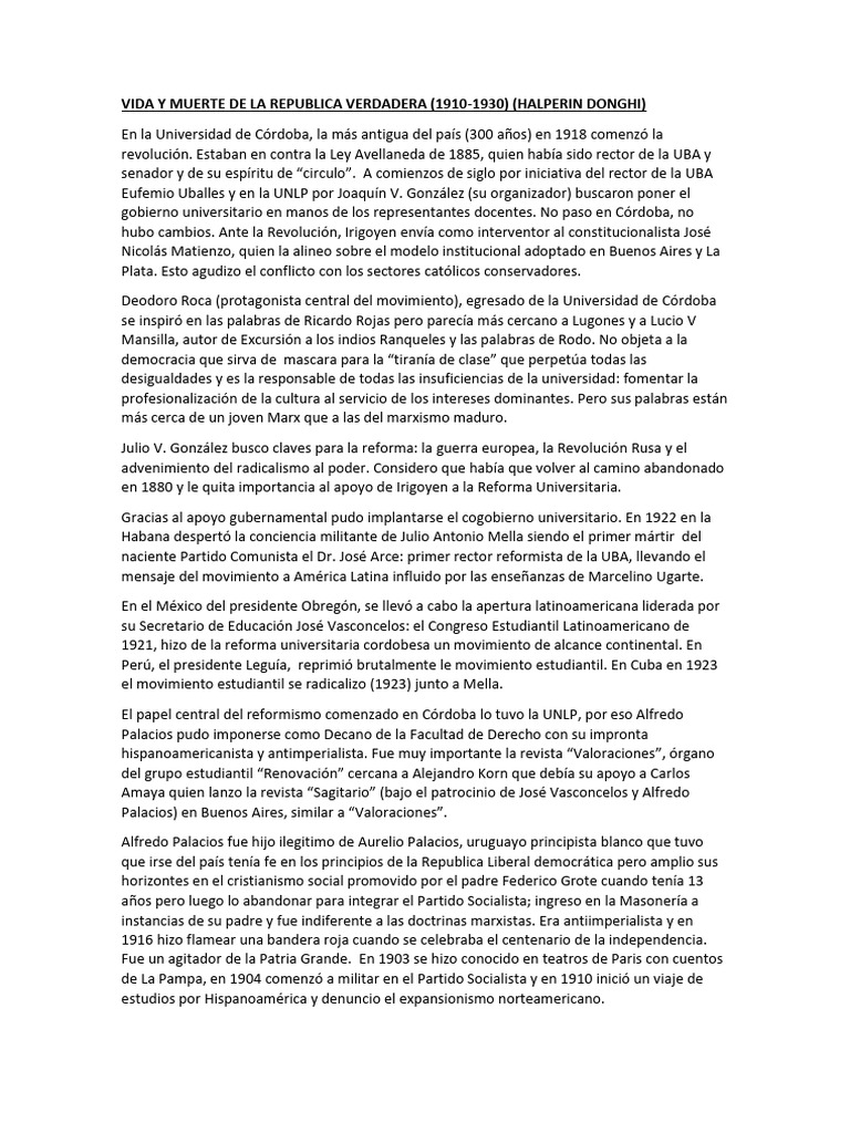 Reforma Universitaria en Argentina (1910-1930) | PDF | America latina ...