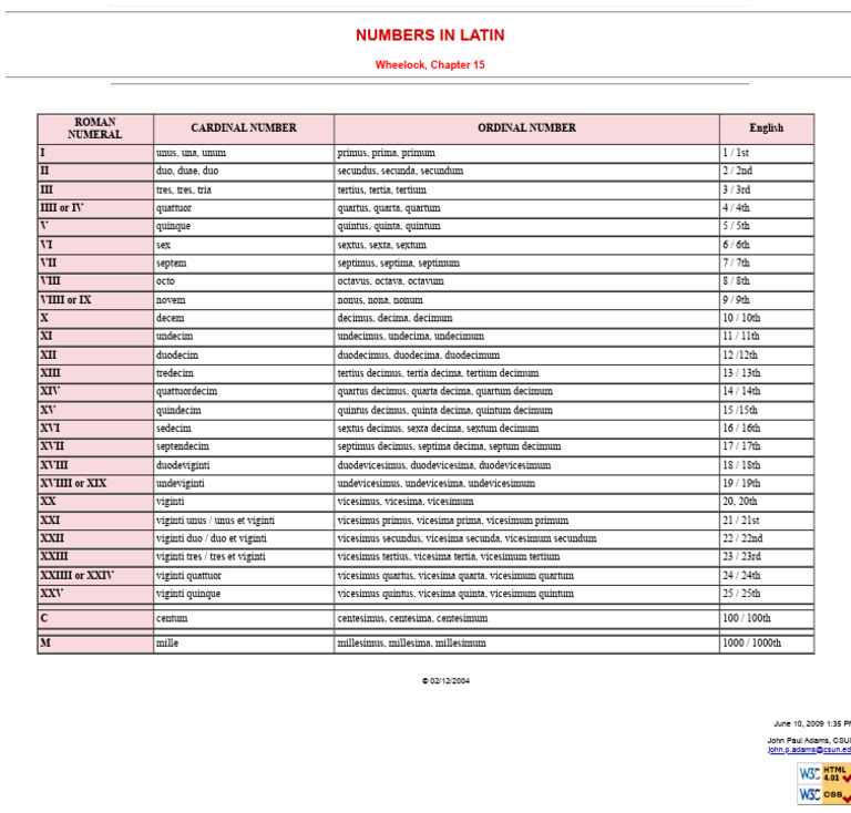 Numbers in Latin | PDF