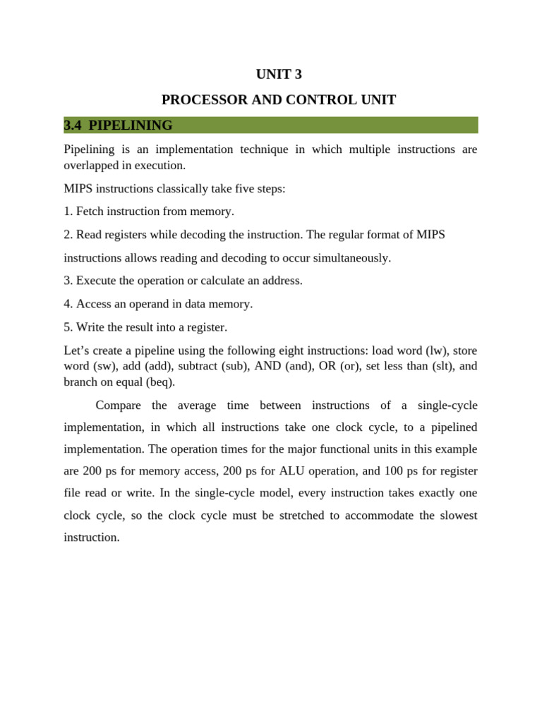 Pipelining in MIPS Architecture Explained | PDF | Computer Programming ...