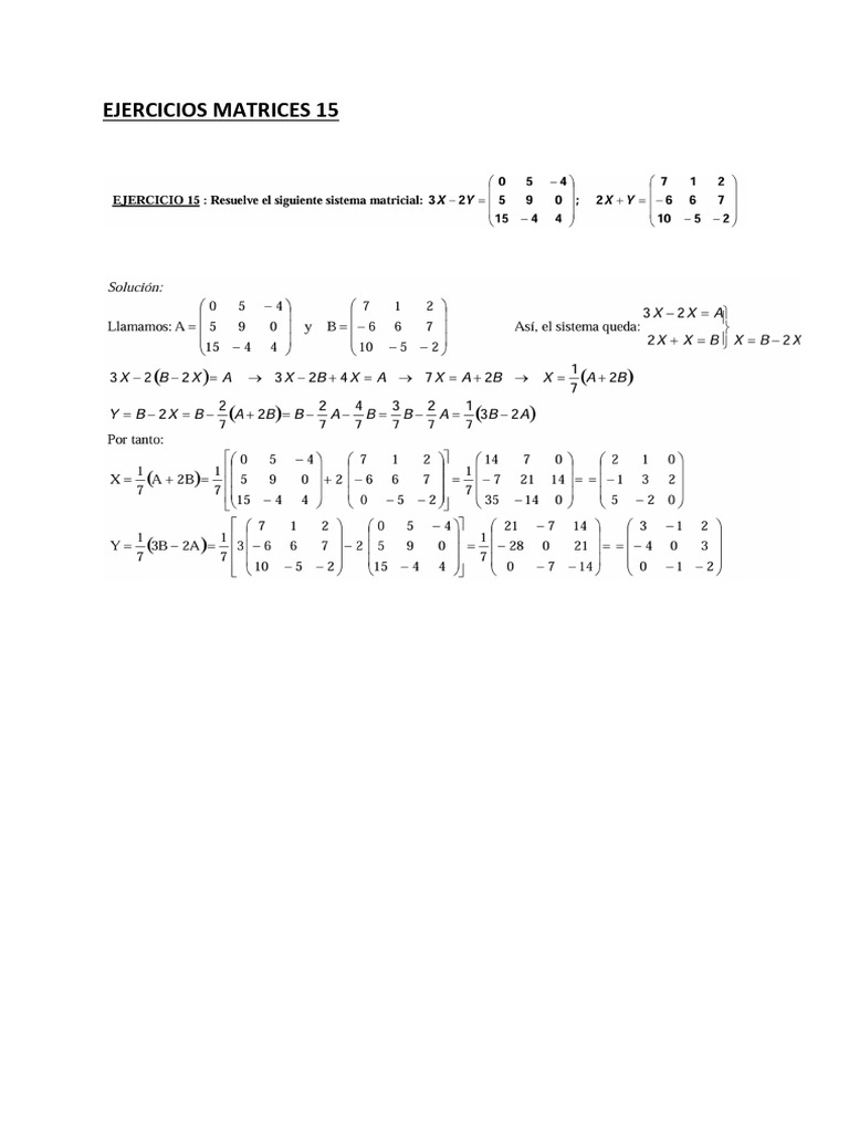 Matrices Ejercicio 15 | PDF
