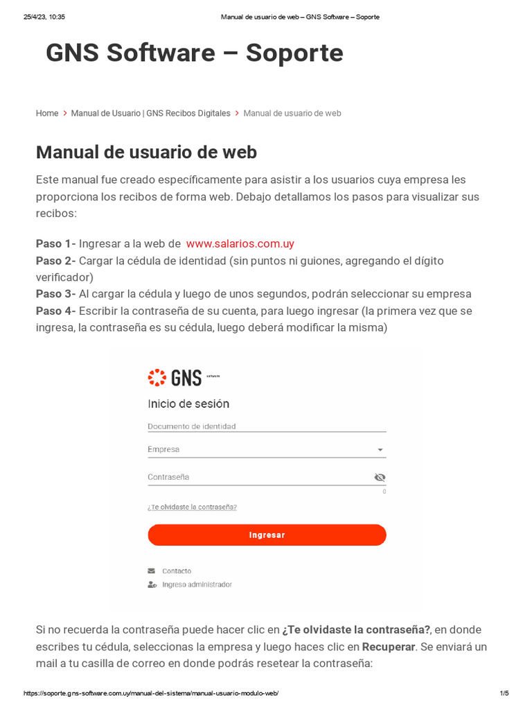 Manual de Usuario de Web GNS Software Recibos | PDF | Contraseña | Red mundial