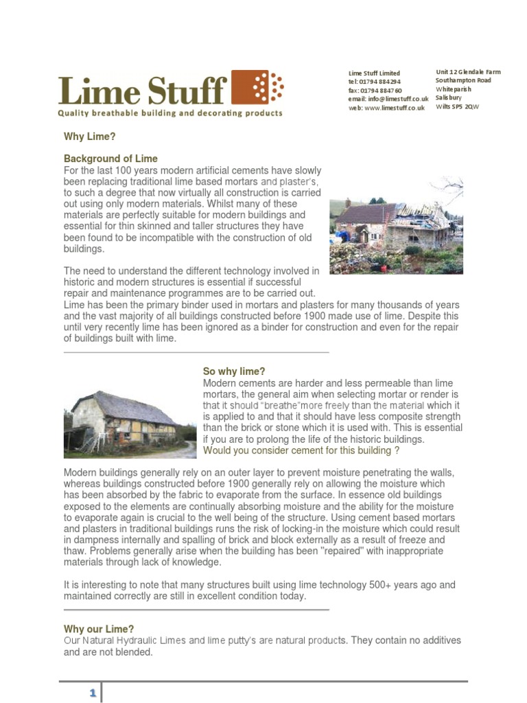 Why Lime | PDF | Lime (Material) | Mortar (Masonry)