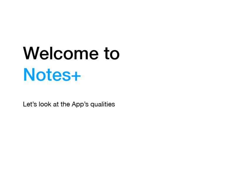 Welcome To Notes+ | PDF