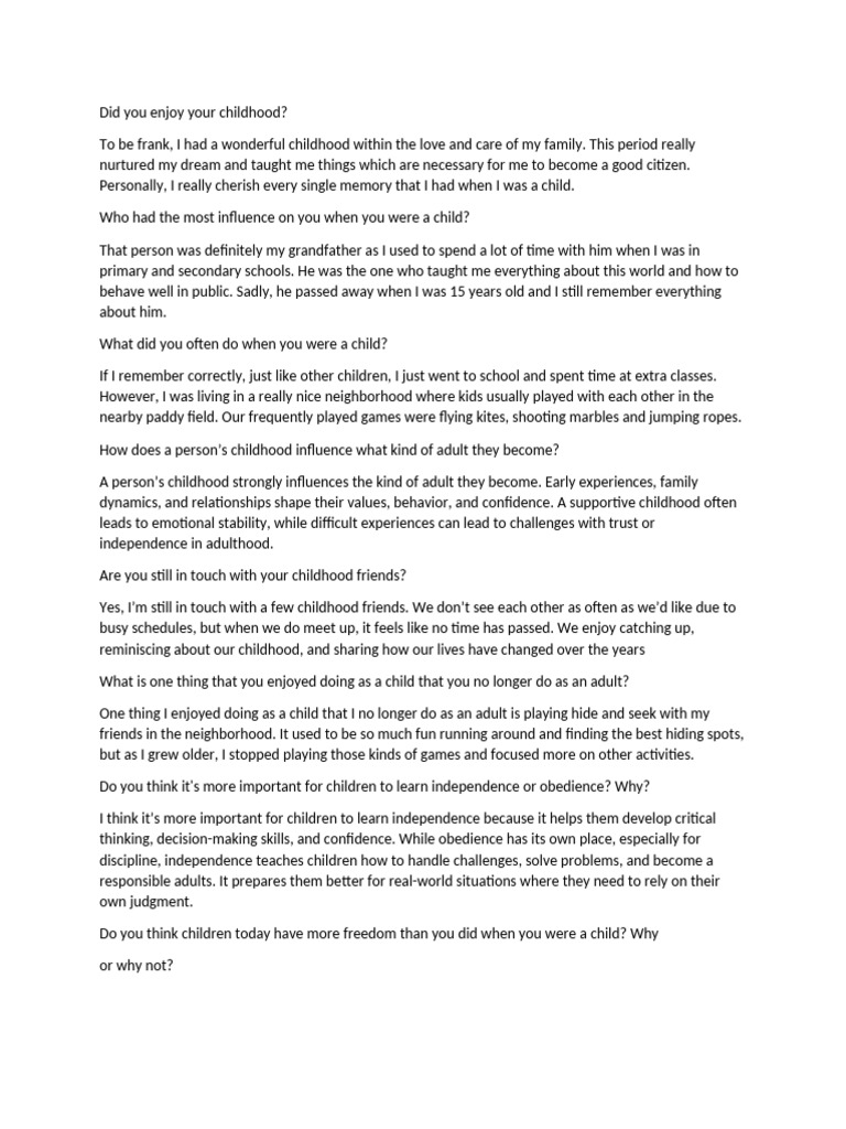 Did You Enjoy Your Childhood | PDF | Parenting | Family