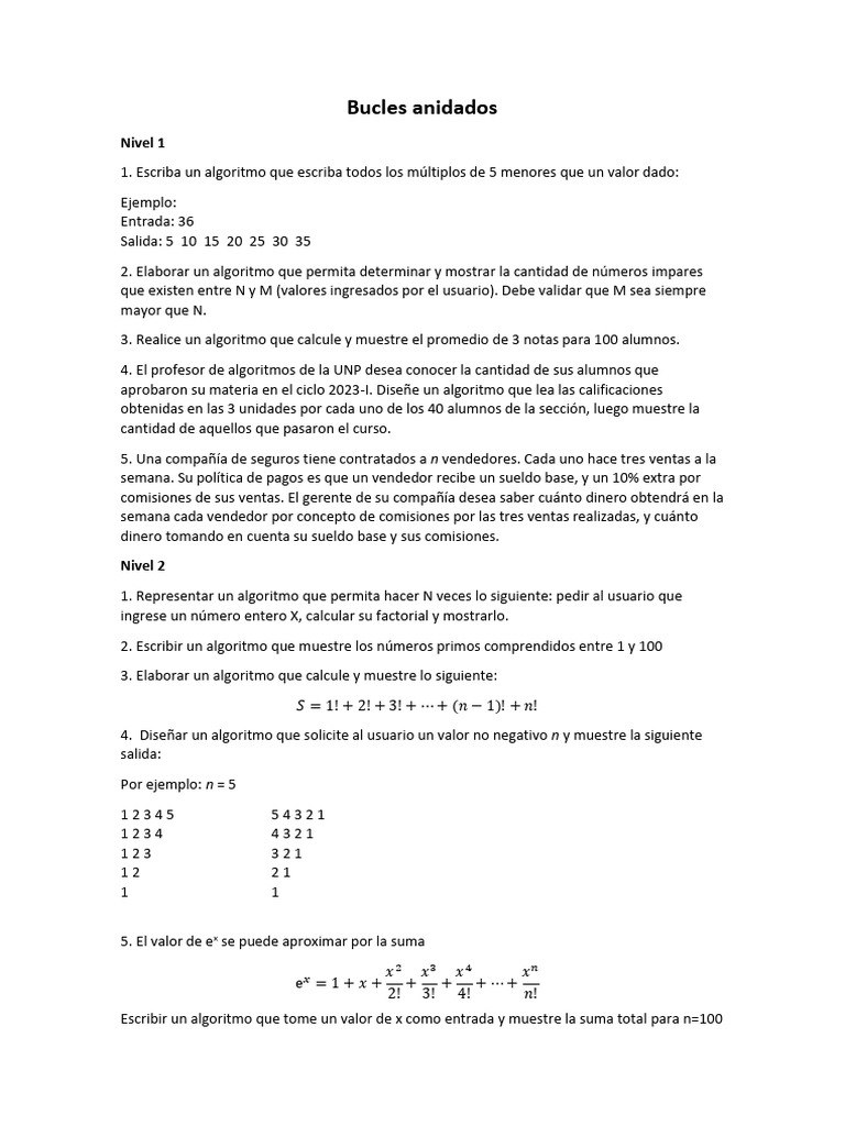 Bucles Anidados | PDF | Algoritmos | Entero